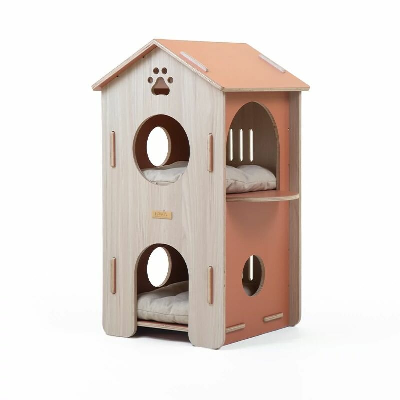 Комната для кошек, HAKA Pet, выполненная из высококачественного массива эвкалипта, двухэтажная вилла для домашних животных с двумя кроватями