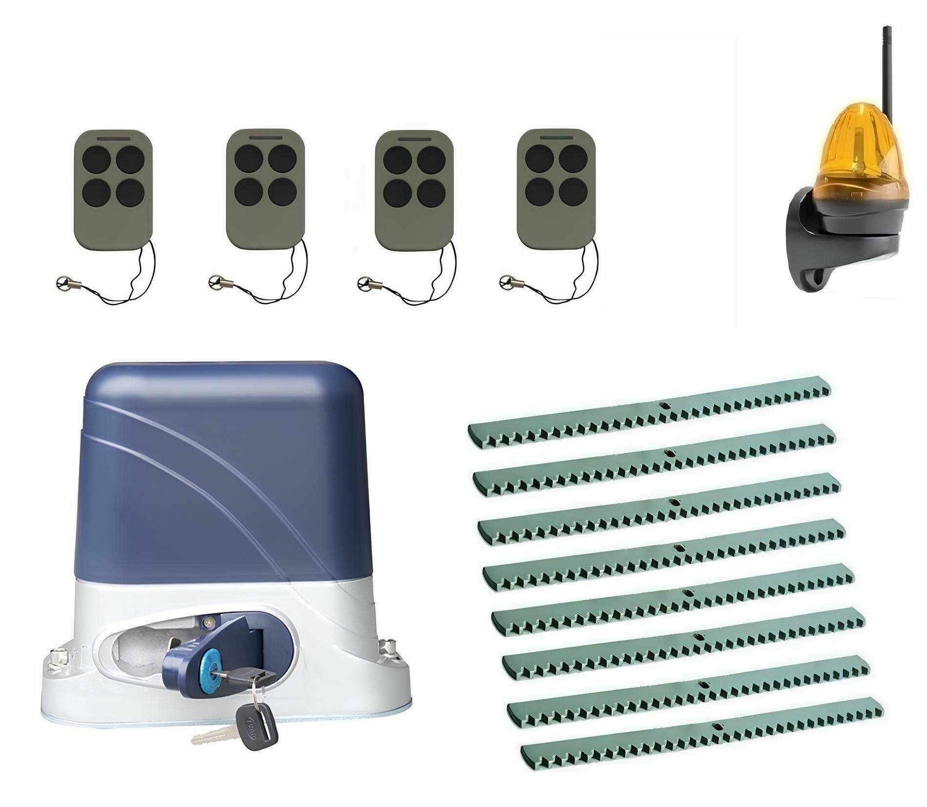 Автоматика для откатных ворот KSL-1300 KIT-LK8-Т4, комплект: привод, 4 пульта, лампа, 8 реек