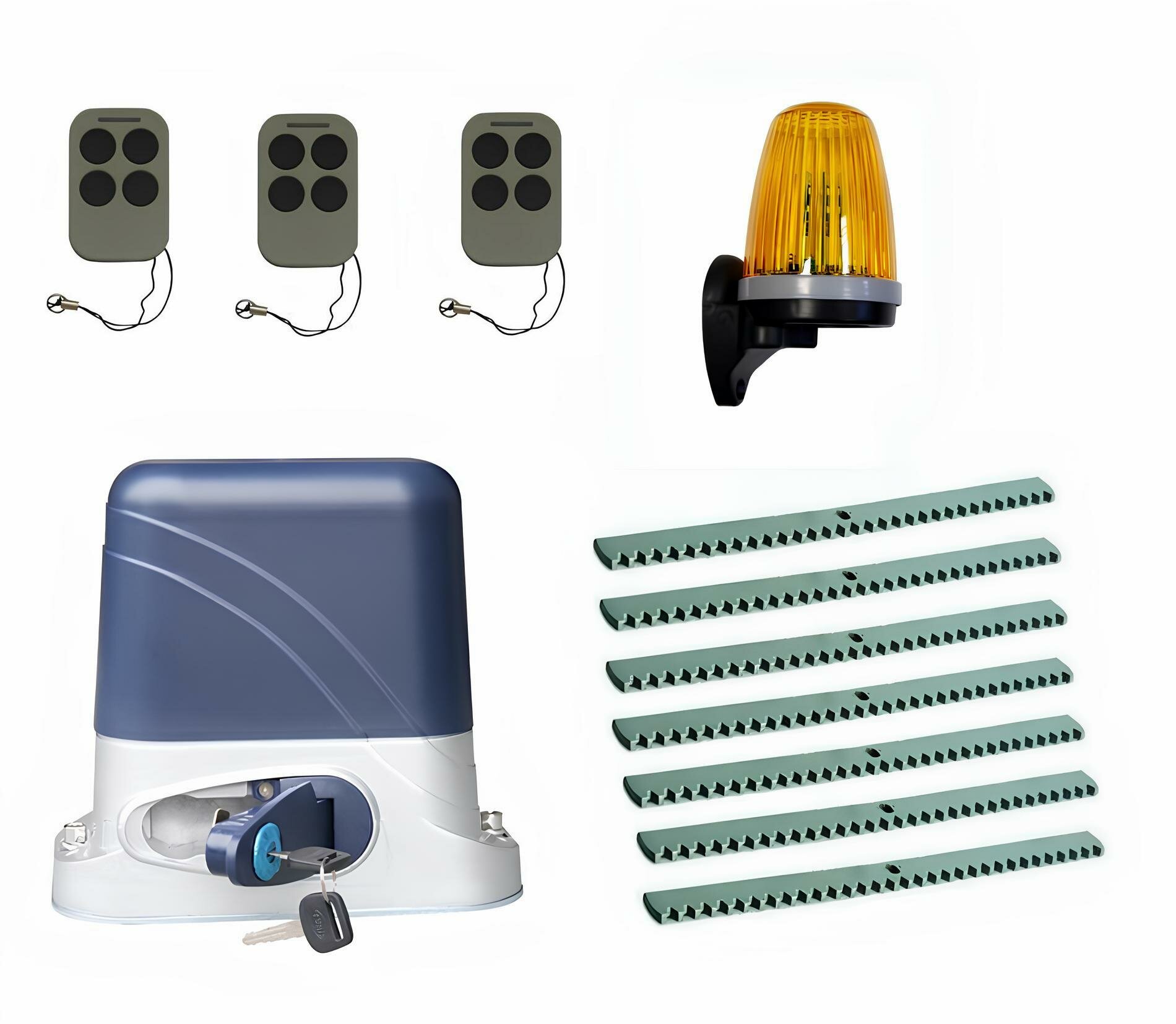 Автоматика для откатных ворот KSL-1300 KIT-L3K7-Т3, комплект: привод, 3 пульта, лампа, 7 реек