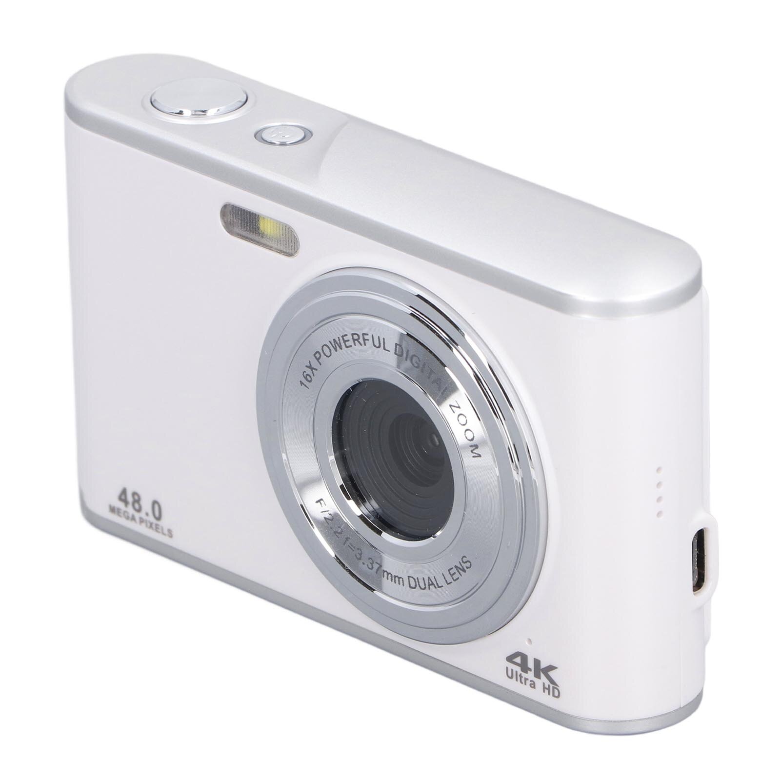 Карманная камера 48MP 4K Ultra HD Двойная линза 16x зум Автофокус Антишок 2.4-дюймовый IPS дисплей Компактная цифровая камера для путешествий выпускной