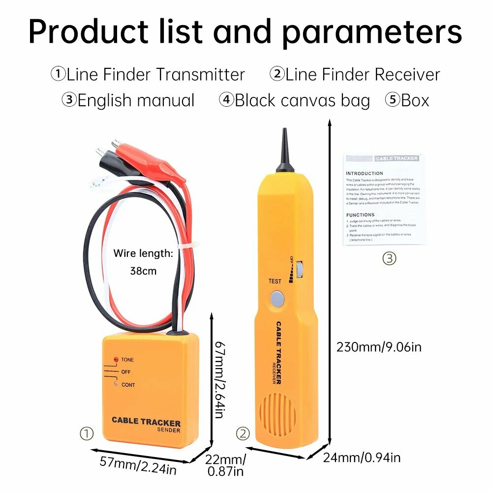 Тестер цепей для трассировки проводов с комплектом зондов генератора тона, тестер локатора сигналов кабеля, тест непрерывности цепи для инструмента электрика