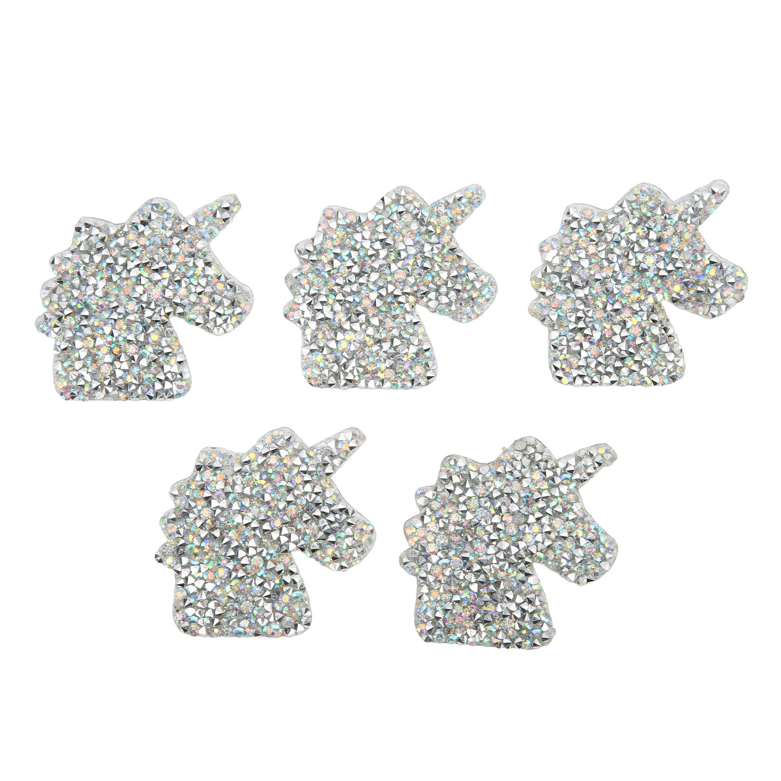 5 шт. термонаклеек с блестящими стразами в виде милого единорога, термоклеящиеся заплатки