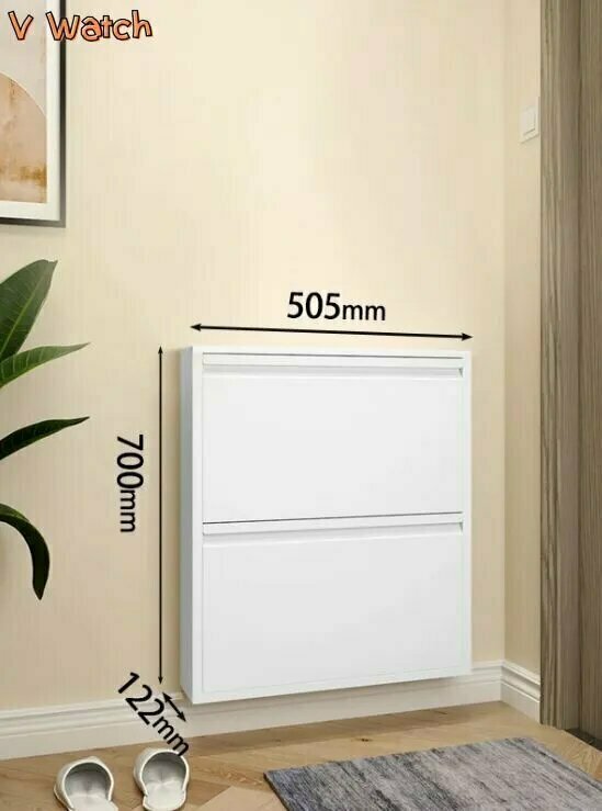 Обувница настенная, металл, белая, с ящиком, для 1 пары обуви, 50,5x12,2x70см