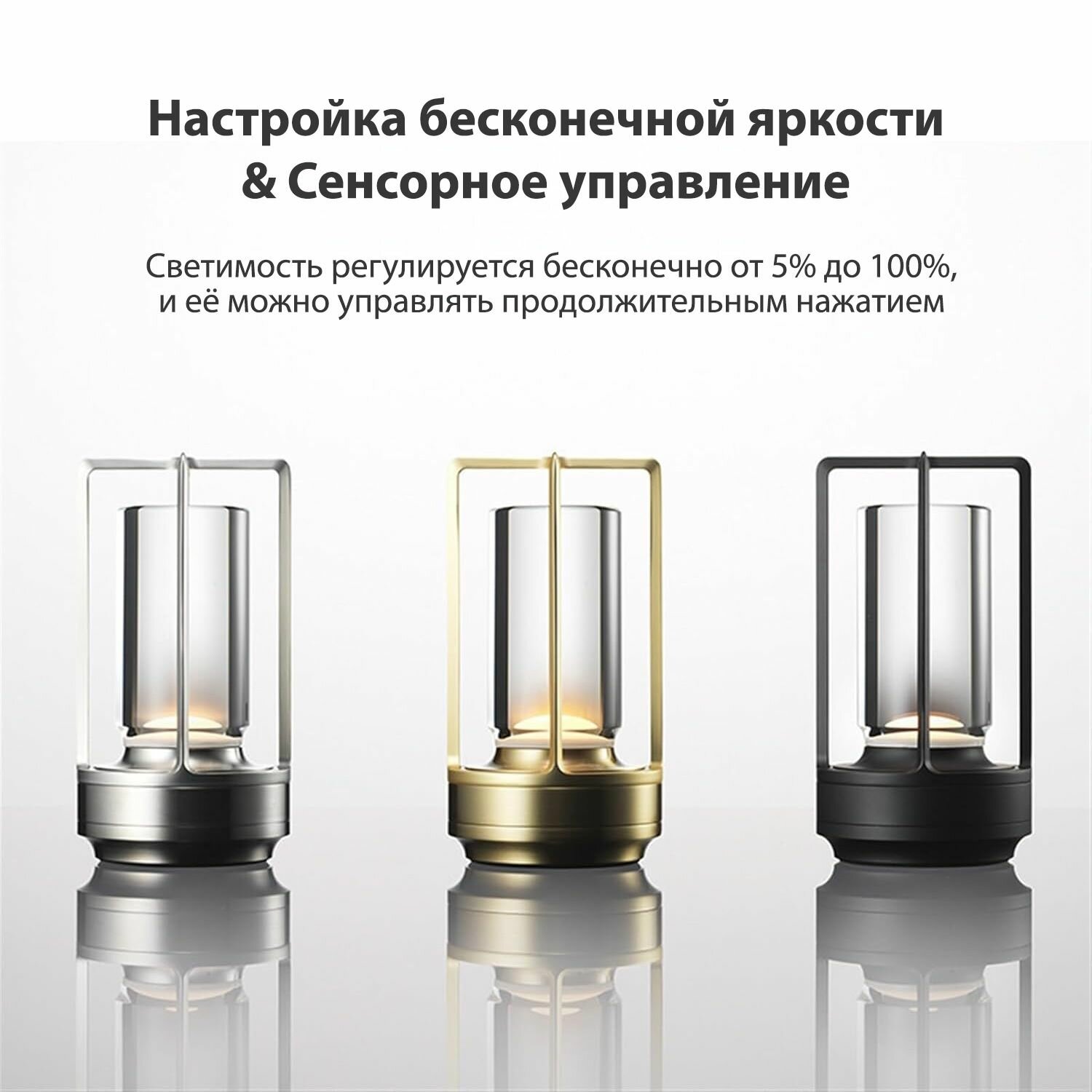Лампа настольная, светодиодная, сенсорная, беспроводная, аккумуляторная, декоративная, прикроватный светильник led в спальню черный