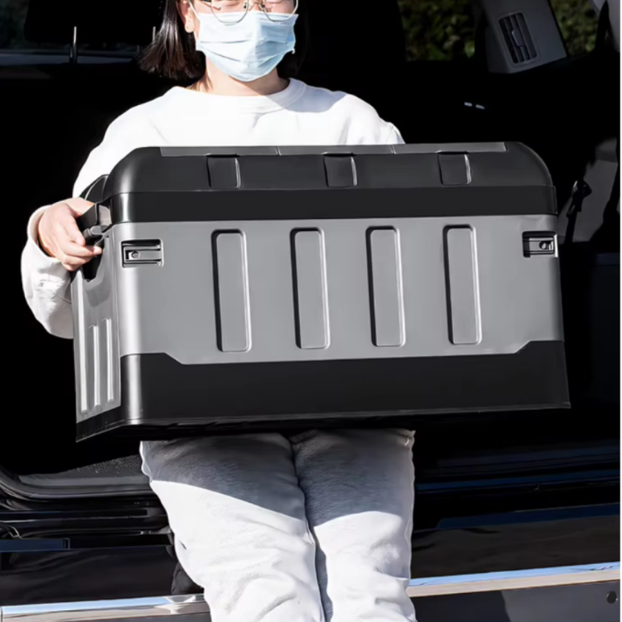 Автомобильный органайзер Контейнер для хранения вещей и игрушек Ящик складной с крышкой, 35 литров