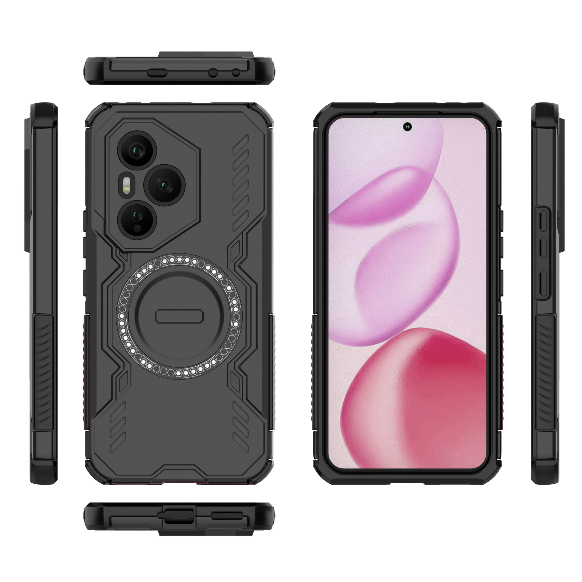 Подходит для Honor 400 Pro 5G / Хонор 400 Про 5G Чехол для смартфона поддержкой зарядки Magsafe, Хонор 400 Про 5G, подставка, soft touch, матовая поверхность,360° Полная защита, резина, пластик, силикон,