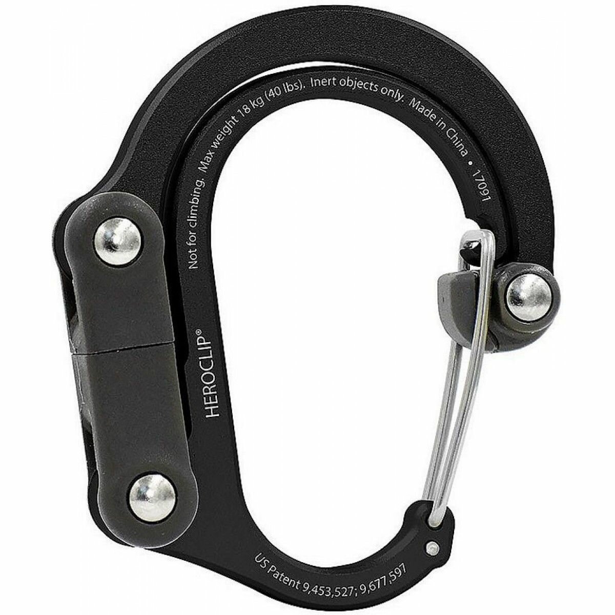 Туристический поворотный карабин для снаряжения Heroclip Mini Stealth Black