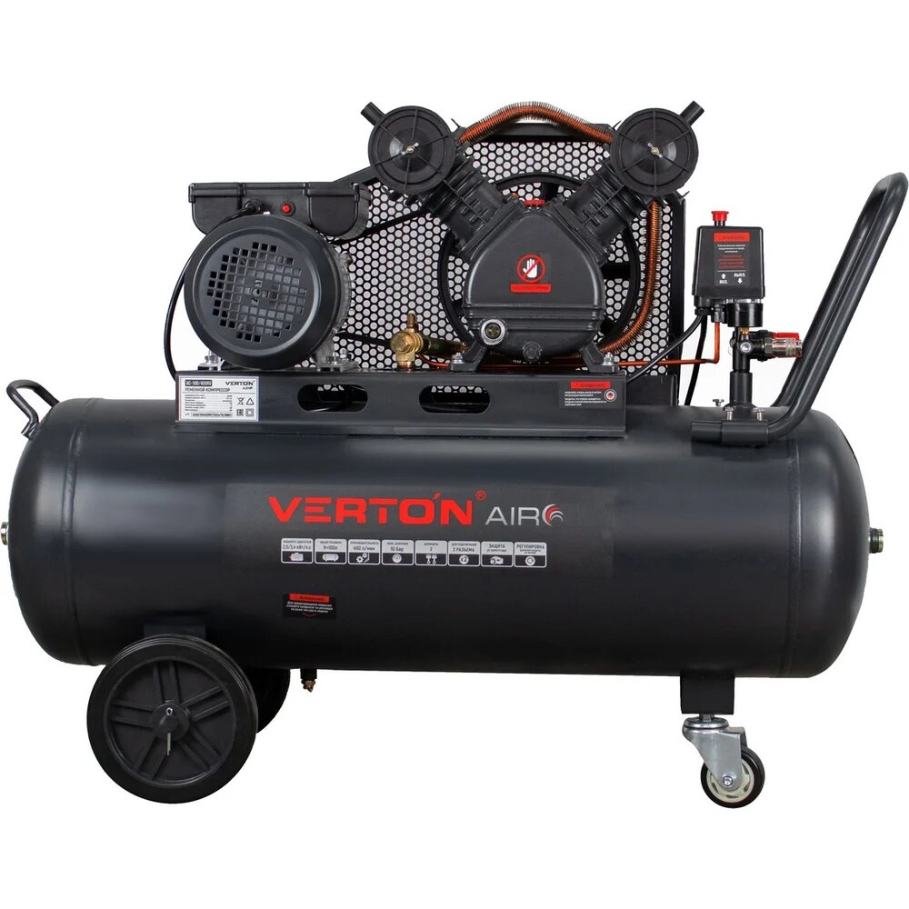 Компрессор VERTON Air AC-100/450RV, 230/50 В/Гц, 100 л, 10б, 2.2 кВт, 1000об/мин 01.14017.15125