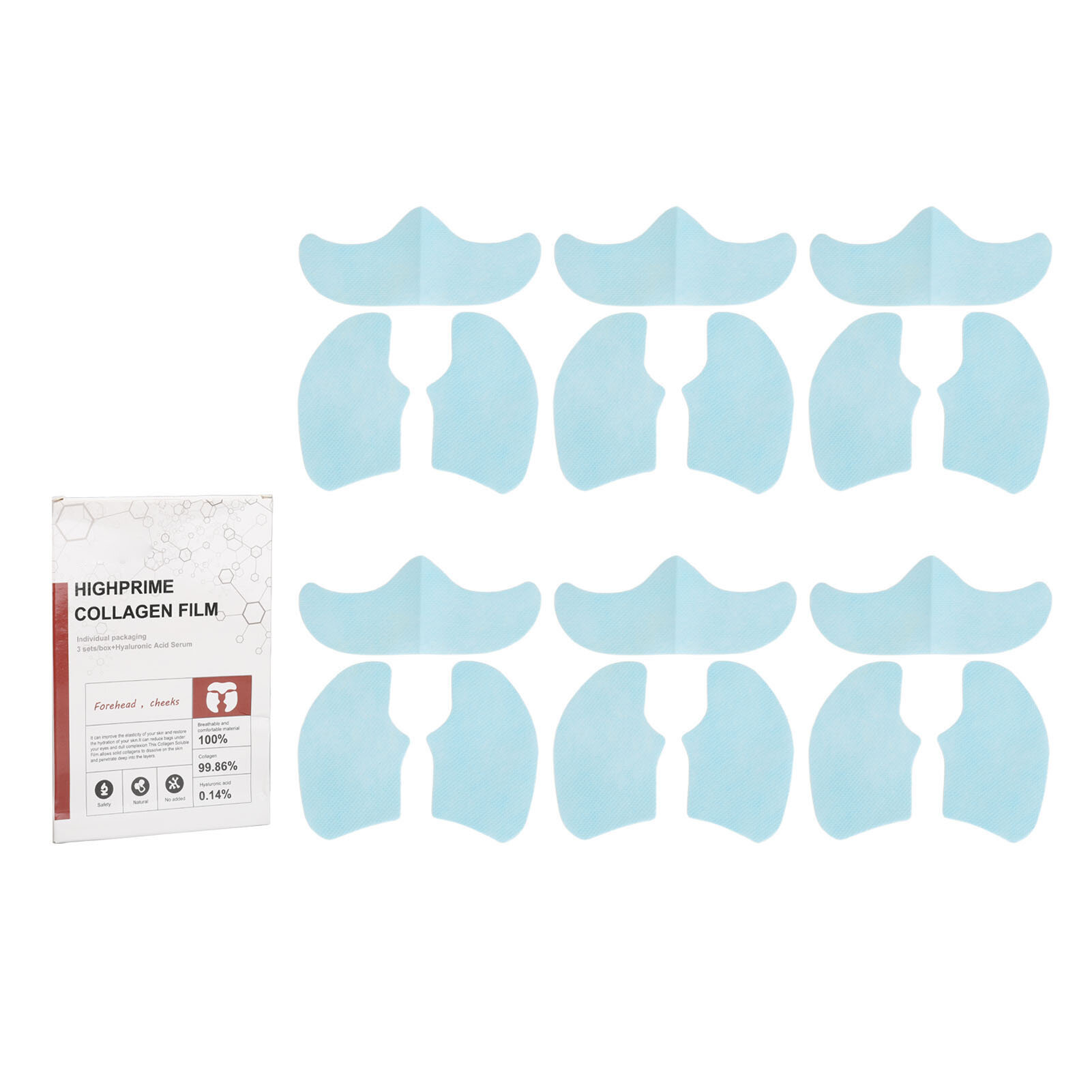 Набор из 6 коллагеновых масок для лица: от морщин на щеках и лбу, укрепляющая, увлажняющая, водорастворимая коллагеновая маска для лица