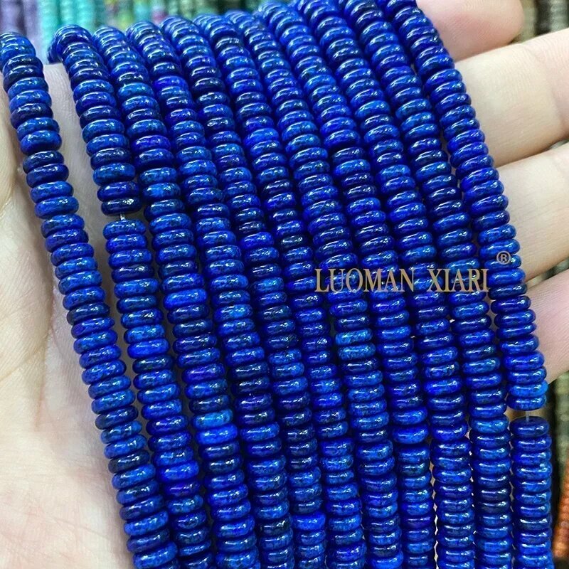 Натуральные бусины турмалин халцедон LUOMAN XIARI 2x6 мм Синий, 2x6mm 155-160pcs, Lapis color 29