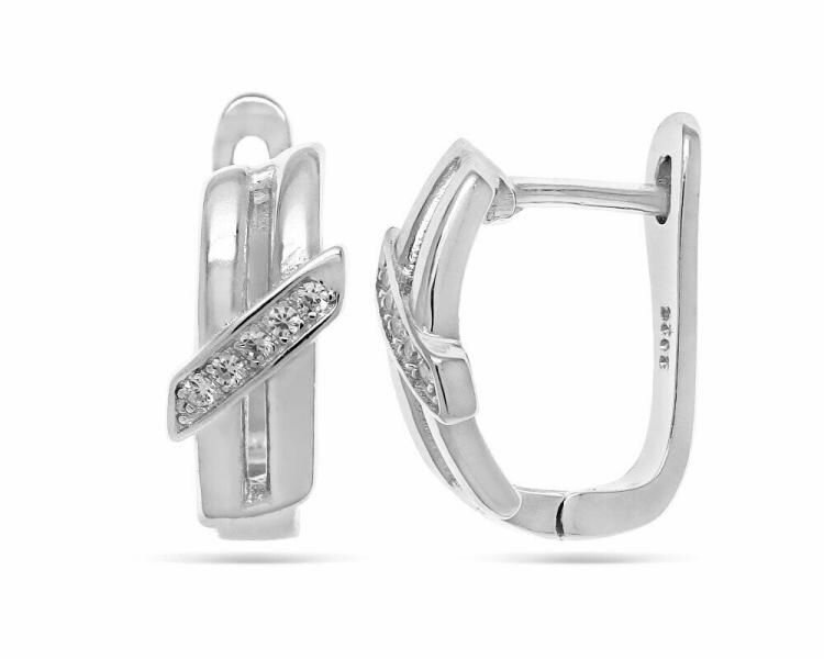 Серьги, серебро, 925 проба, фианит