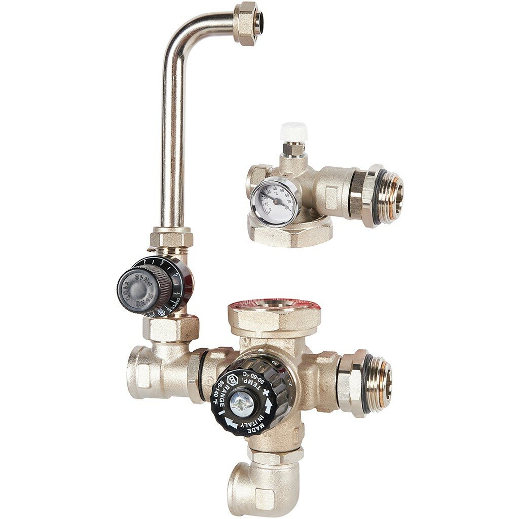 Насосно-смес. узел для теплого пола (30-60С) (без насоса) 130-180мм нижнее подключение STOUT (SDG-0120-002000)