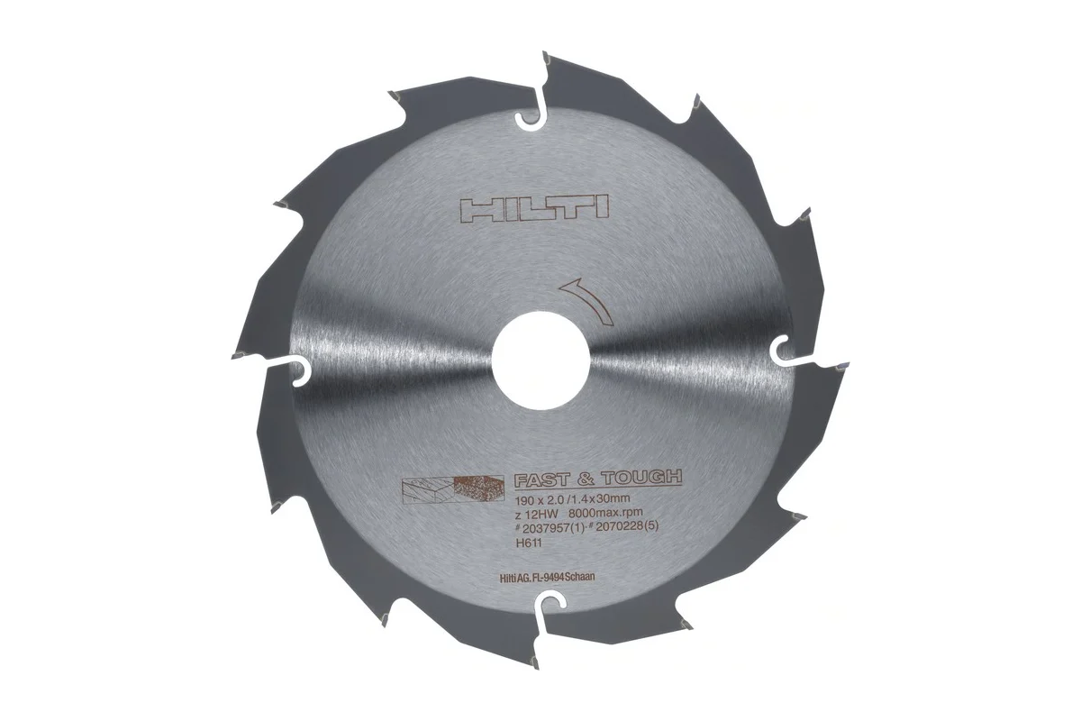 Диск циркулярной пилы Hilti SCB, для дерева, 12 зубьев, 190x2x14x30 мм