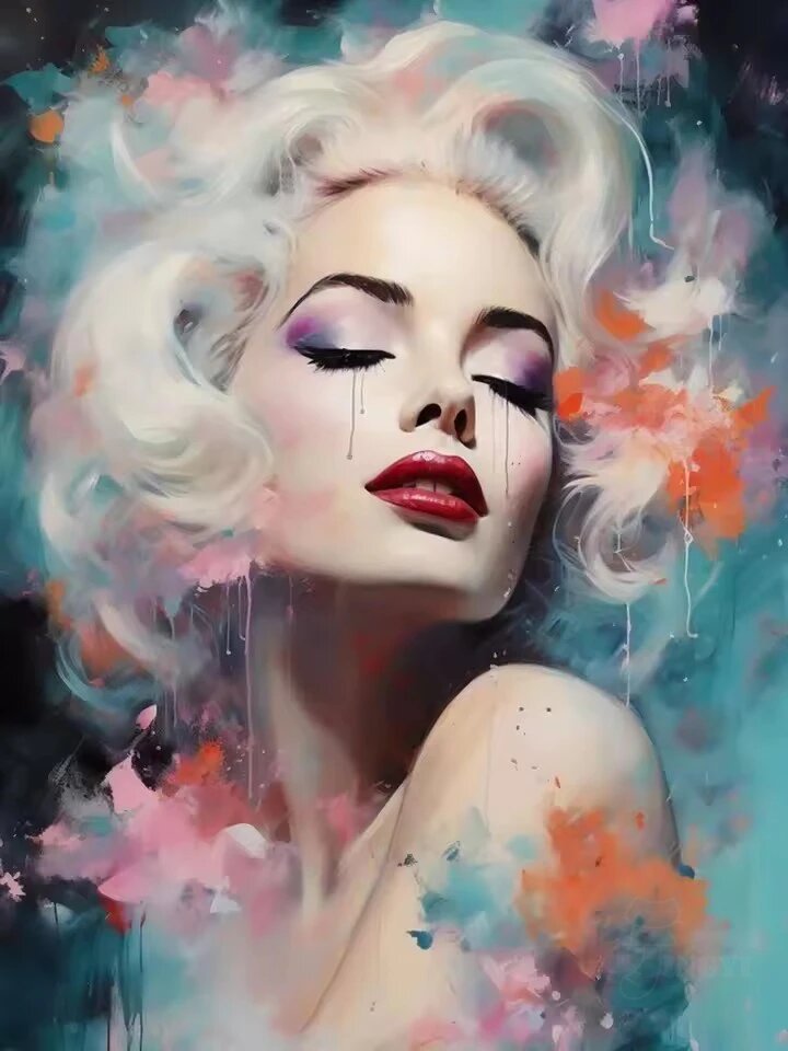 Алмазная мозаика на подрамнике "Мэрилин Монро" круглые бриллианты 40х50см