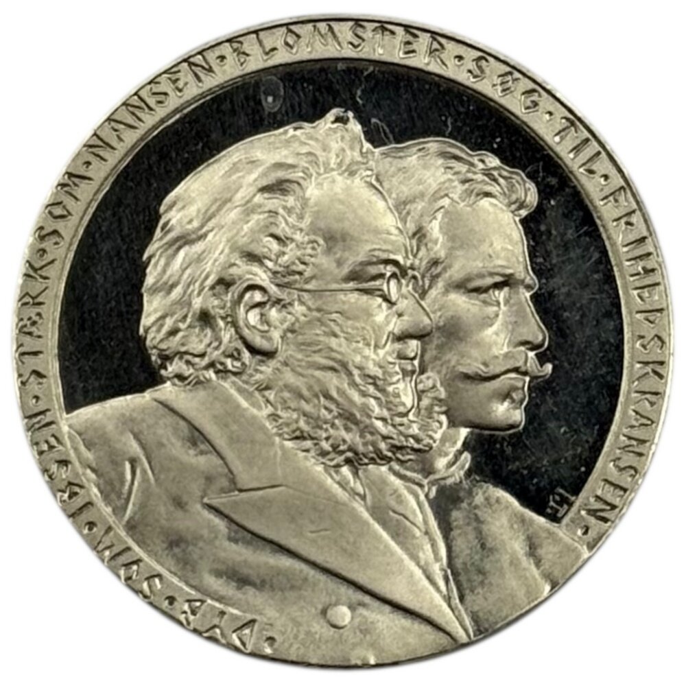 Норвегия, памятная медаль "День конституции. Ибсен и Нансен" 1899 г.