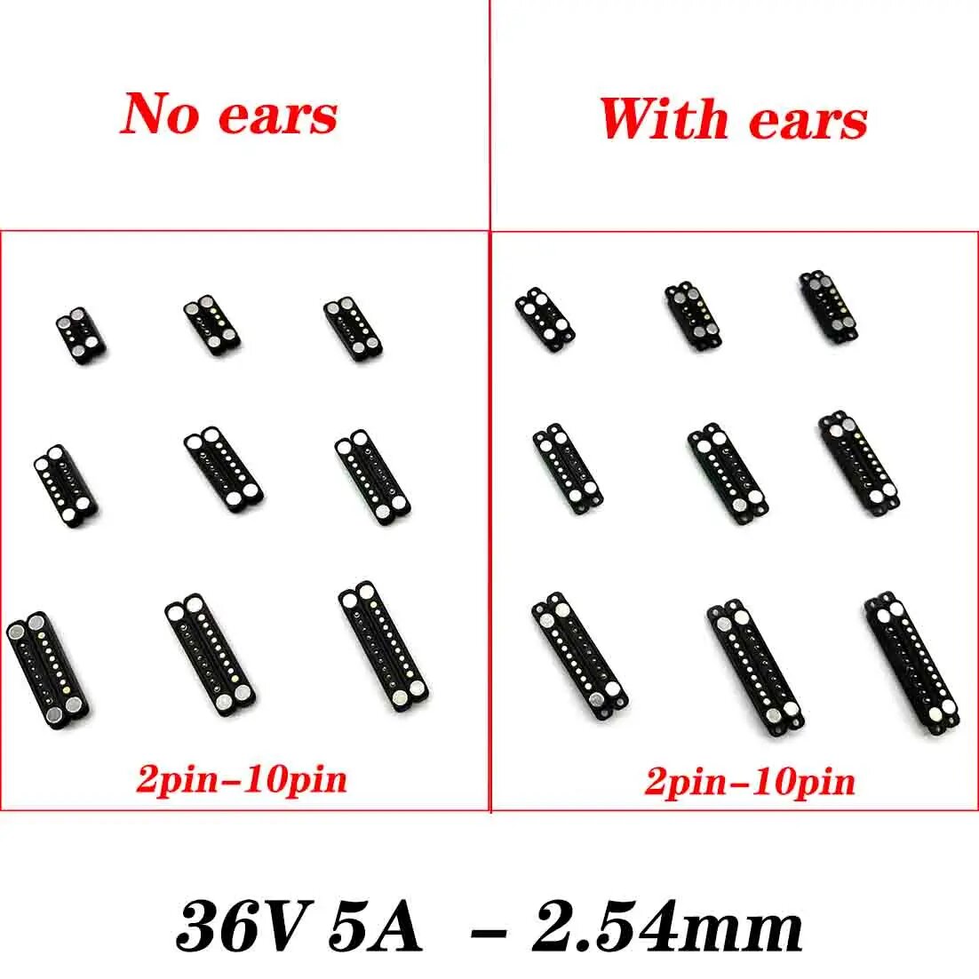 Магнитный разъем Pogo Pin LAJQTAO 2P-10P 9pin 2.54mm, With ears