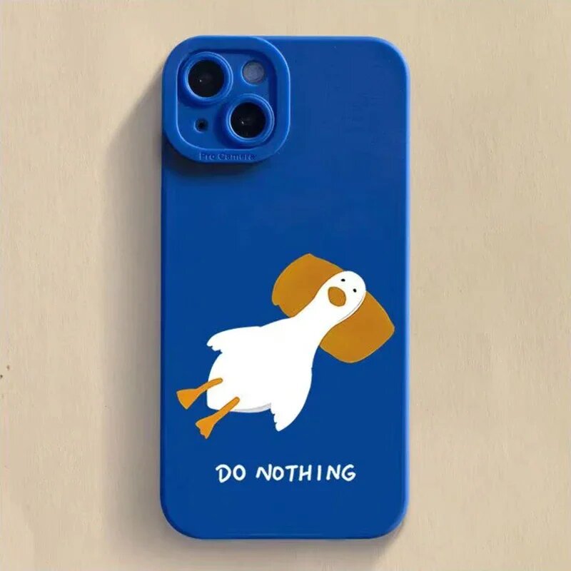 Чехол для iPhone с уткой, синий, силикон