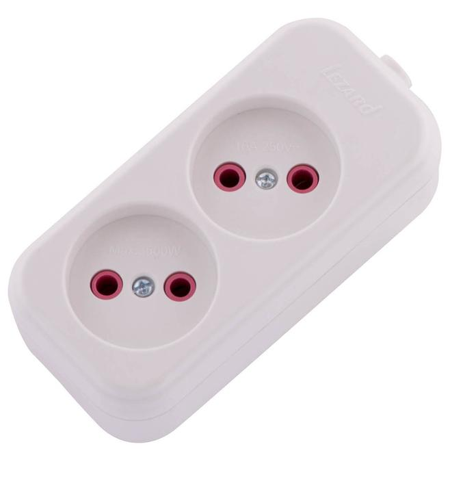Блок розеток Lezard / Лезард 2 гнезда без заземляющих контактов, 720-0200-203 / колодка электрическая для удлинителя