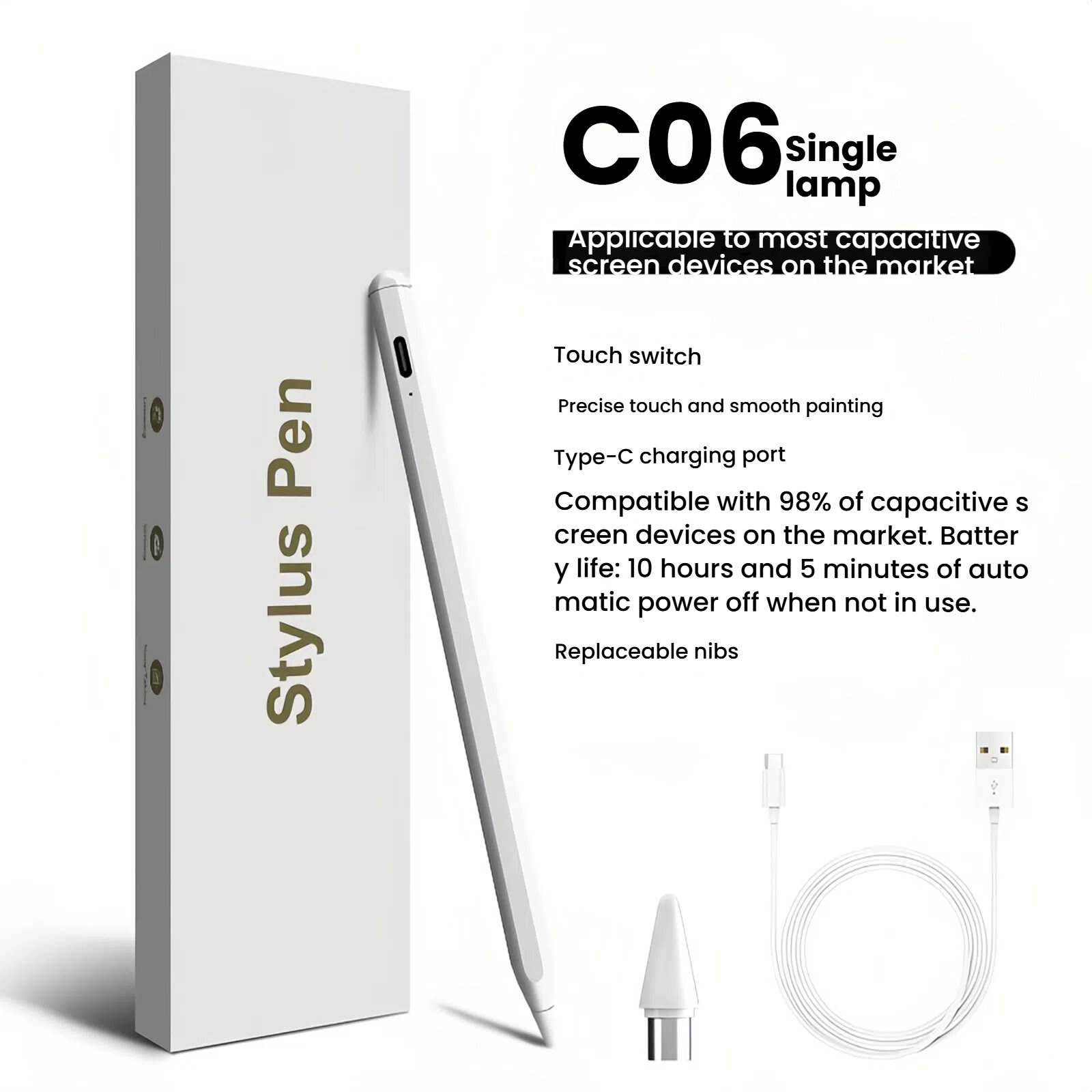 Экономичный active stylus для iPad：Беспроводной charging, совместим с Apple Pencil, для студентов и деловых людей