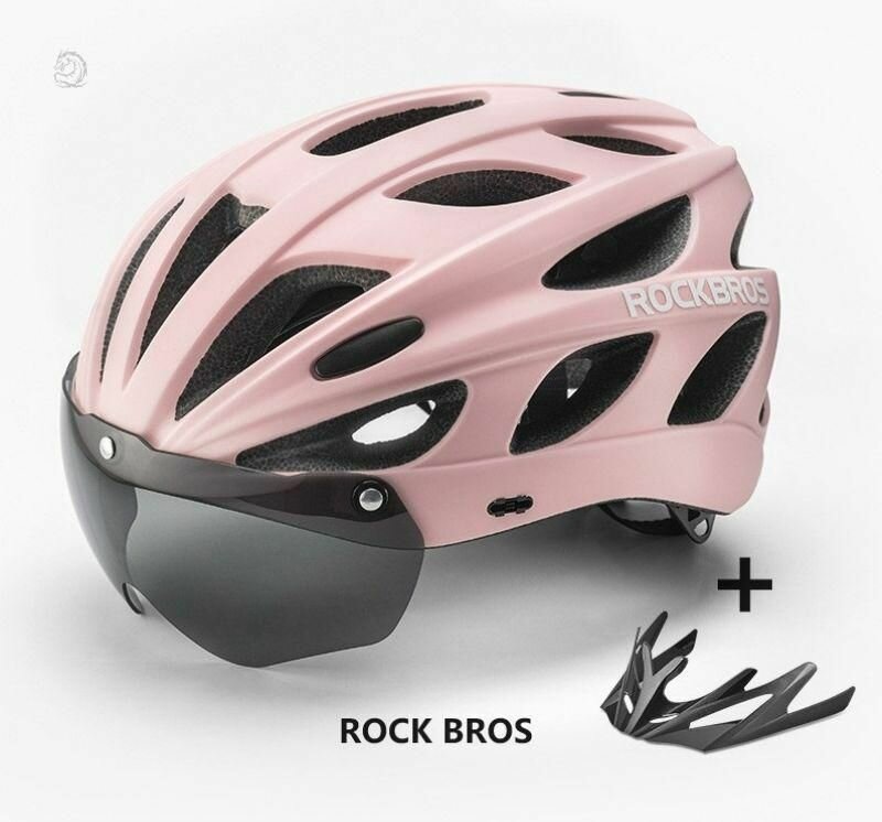Шлем велосипедный ROCK BROS Bike Helmet, защитный спортивный, солнцезащитный визор, козырек в комплекте, экипировка для скутера, самоката, электросамоката, белый