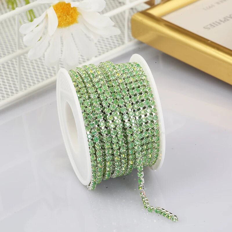 Изумрудная стеклянная цепочка для украшений 2mm-5yards