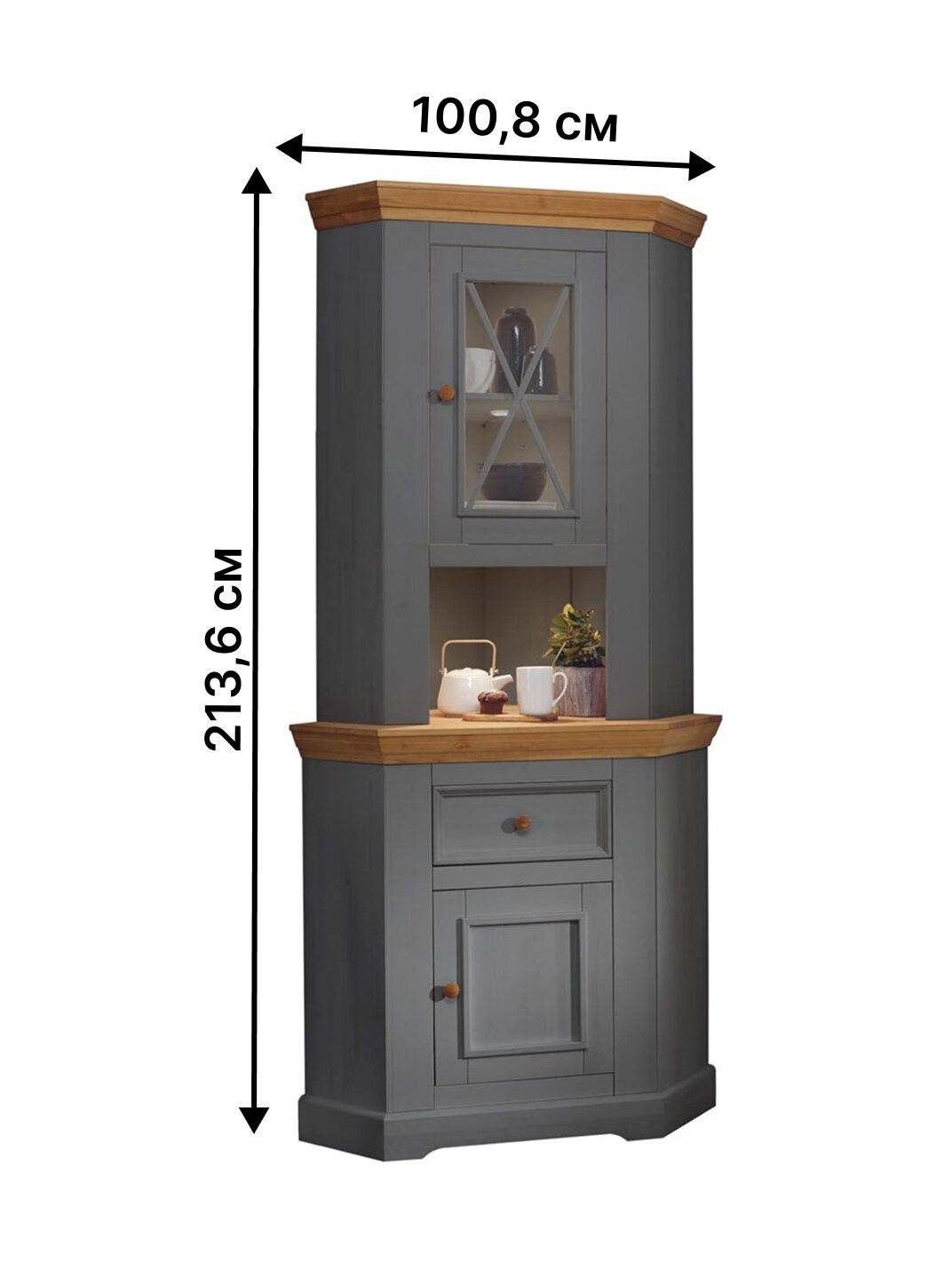 Буфет угловой Форест Графит 100,8х68,6х213,6 см