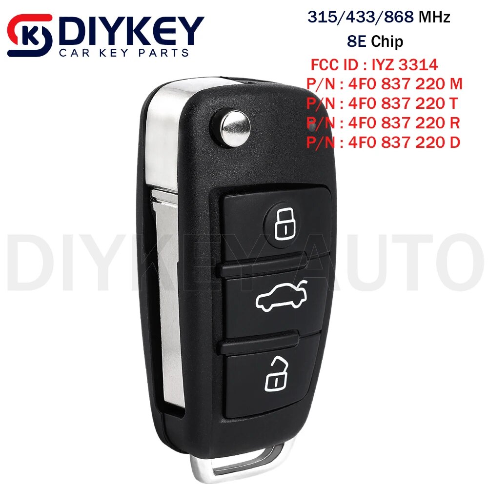 Брелок для Audi A6 S6 Q7 2004-2015, 315MHz
