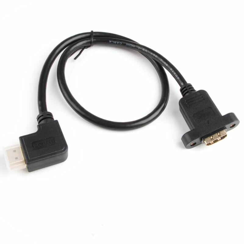 Угловой HDMI-кабель 90 градусов, влево, вправо, вверх и вниз, 19p 1.4 "папа-мама" с винтовым отверстием, с возможностью фиксации, для крепления на панель