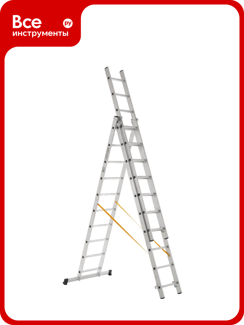 Профессиональная трехсекционная лестница Inforce 3x10 шириной 480мм ЛП-03-19, выполнения работ