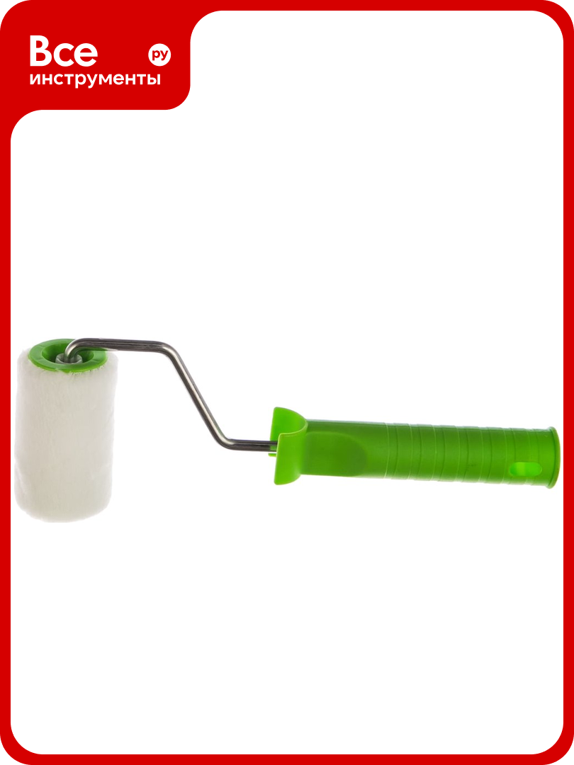 Валик СИБРТЕХ велюр с ручкой, 75 мм, ворс 5 мм, D 36 мм, D ручки - 6 мм 80131