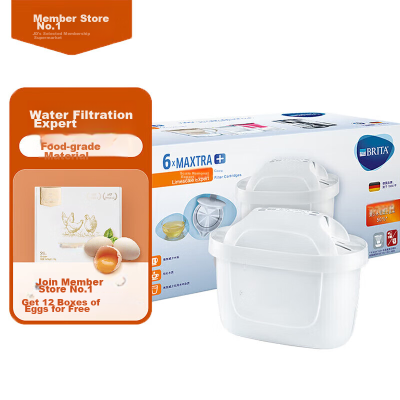 BRITA Household Water Purifier Pitcher with Filter Cartridges, MAXTRA+LE Limescale Removal Expert Filter Cartridges, Pack of 6