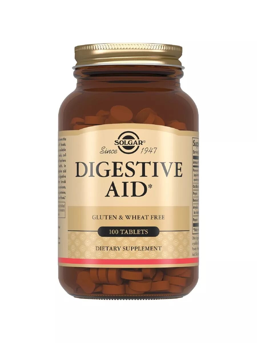 Таблетки SOLGAR "Комплекс для пищеварения", без глютена и красителей, 100 таблеток
