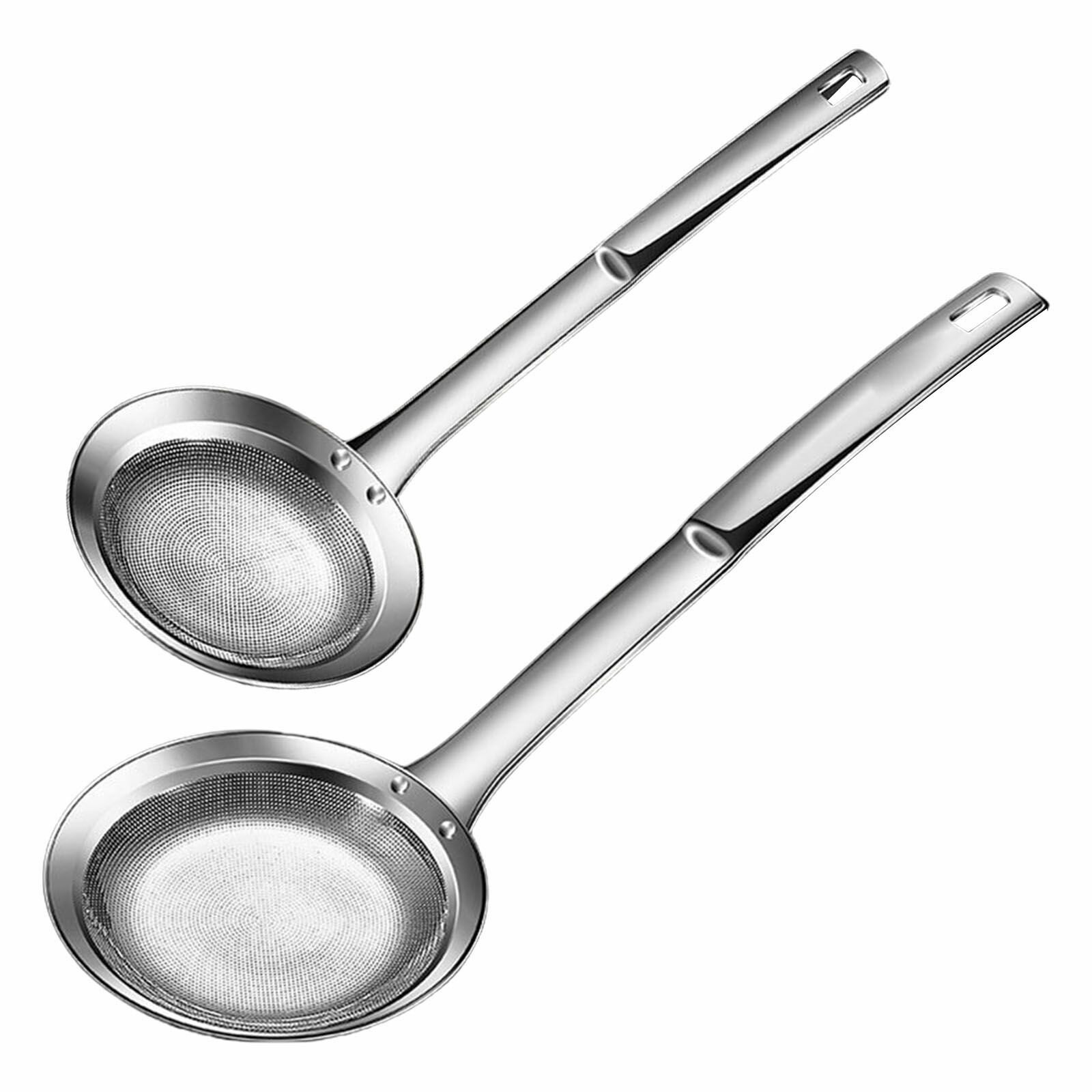 2 шт Ложки-шумовки из нержавеющей стали 304 с мелкой сеткой для кухни