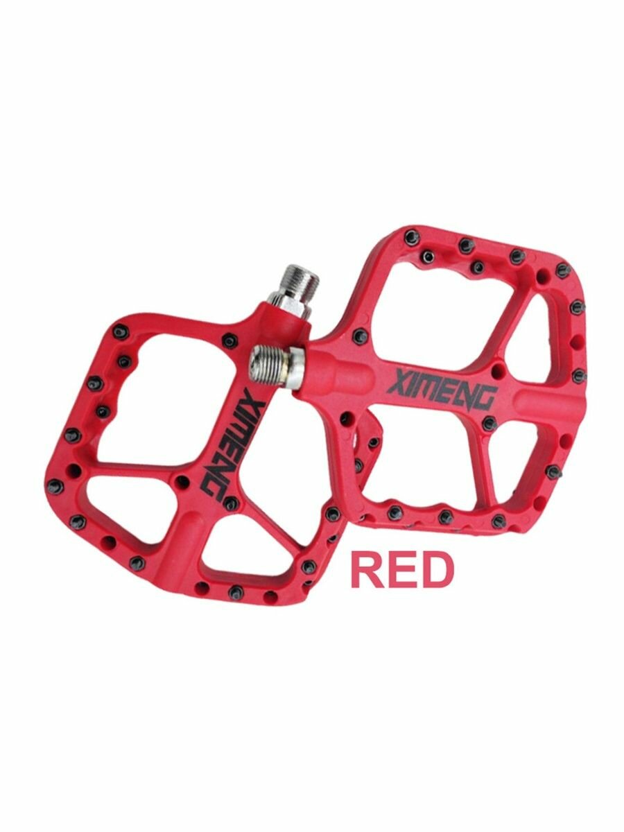 Велосипедные антискользящие педали, каждая из которых имеет 24 антискользящих винта, тройные подшипники, молибденовую стальную ось и нейлоновую педаль. Они имеют коричневый цвет.