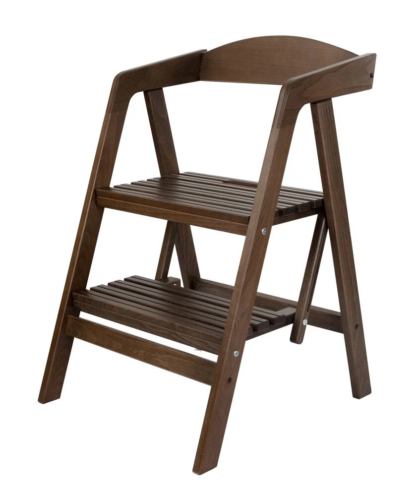 Стремянка-стул деревянная с широкими ступенями Hoz-Block Микки-Трон 2 ступени Венге (арт. СДМТС-2В)
