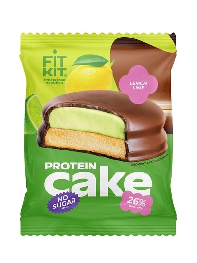 Пирожные Fit Kit "кейк", лимон лайм, протеиновые, 50 г, 10 штук