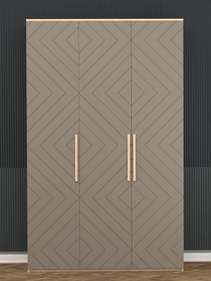 Шкаф для одежды распашной трехстворчатый Копенгаген Дуб Сонома / Мускатный орех (12 Стульев)