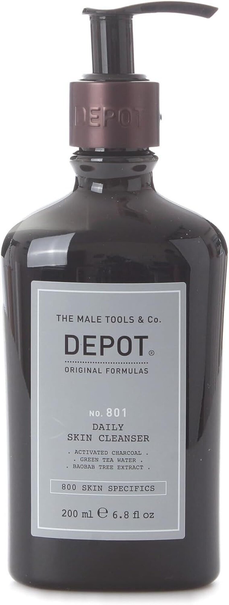 Depot Очищающий гель с активированным углем мужской no.801, 200 мл