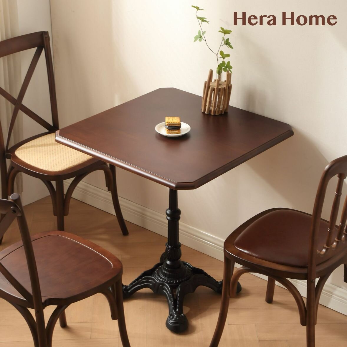 Квадратный стол из массива дерева в стиле ретро середины века, подходит для кухни, гостиной, столовой