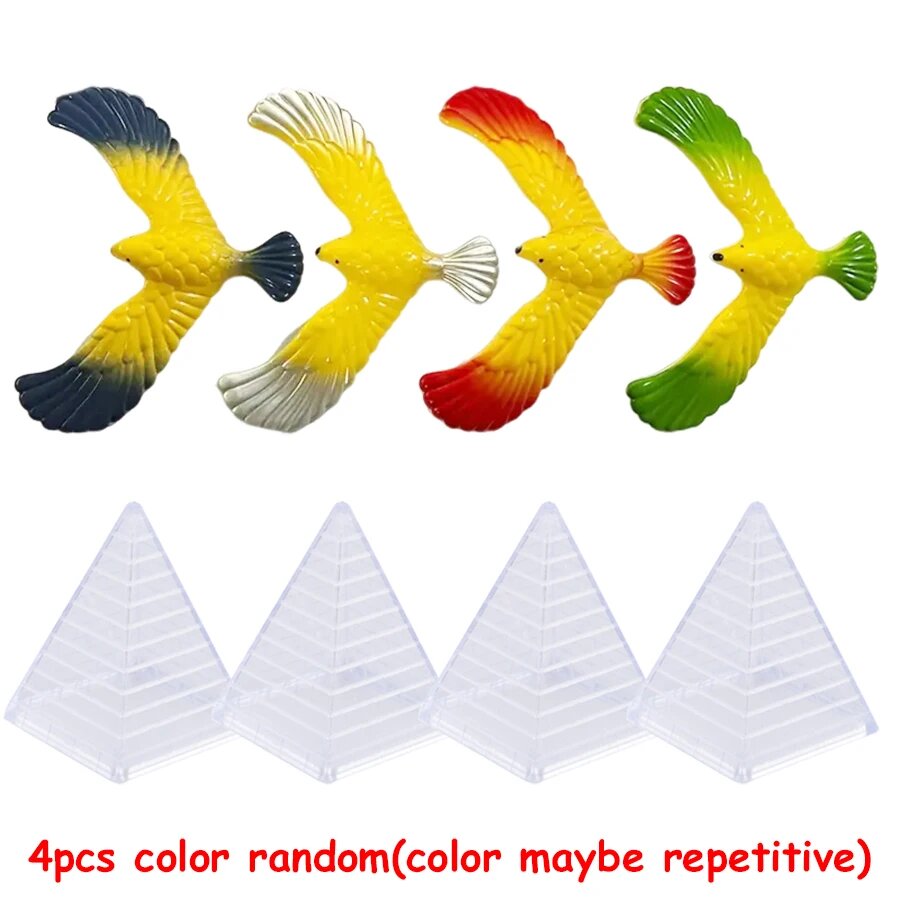 Набор Из 4 Балансирующих Фигурок Орлов На Пирамидальных Основаниях – Креативные Настольные Декоративные Аксессуары