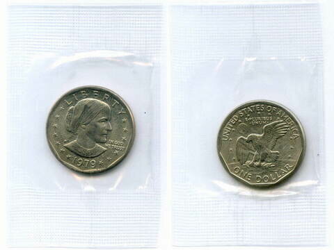 1 доллар 1979 год (D). США. Сьюзен Энтони. Медь с медно-никелевым покрытием, диаметр 26.5 мм в родной запайке