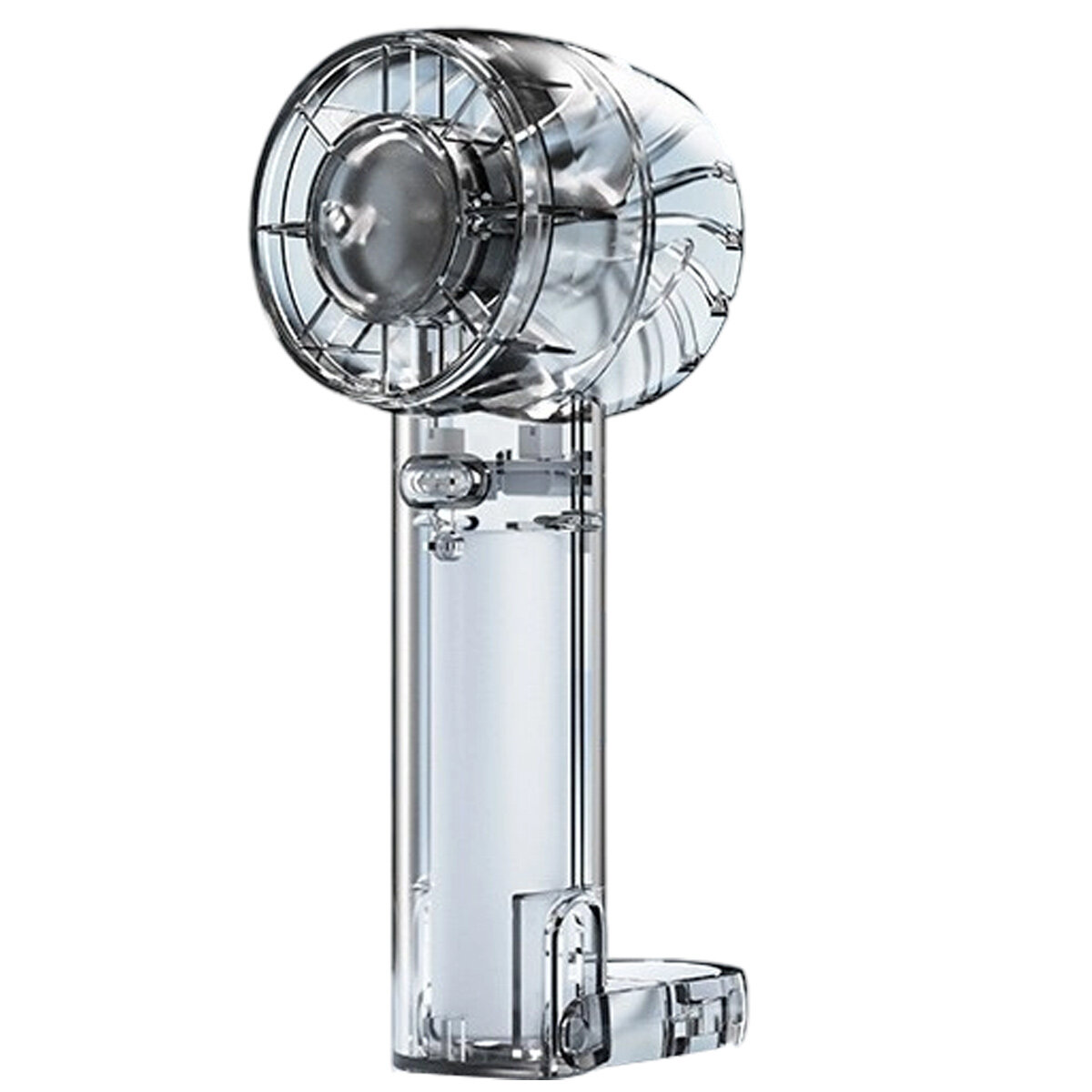 Прозрачный ручной вентилятор со льдом и выдвижным крючком - 3 скорости, перезаряжаемый мини-вентилятор Type-C для спортзала, офиса, путешествий, улицы - Кристально чистый дизайн