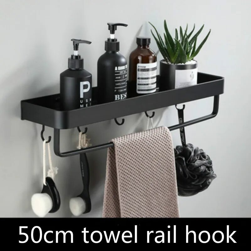 Трехъярусная настенная полка для ванной комнаты 50cm towel rail hook