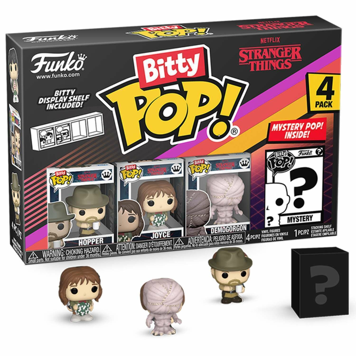 *! NEW!* Фигурка Funko Bitty POP! Stranger Things SZN1 Hopper+Joyce+Demogorgon+Mystery (1 of 4) 4PK 83664