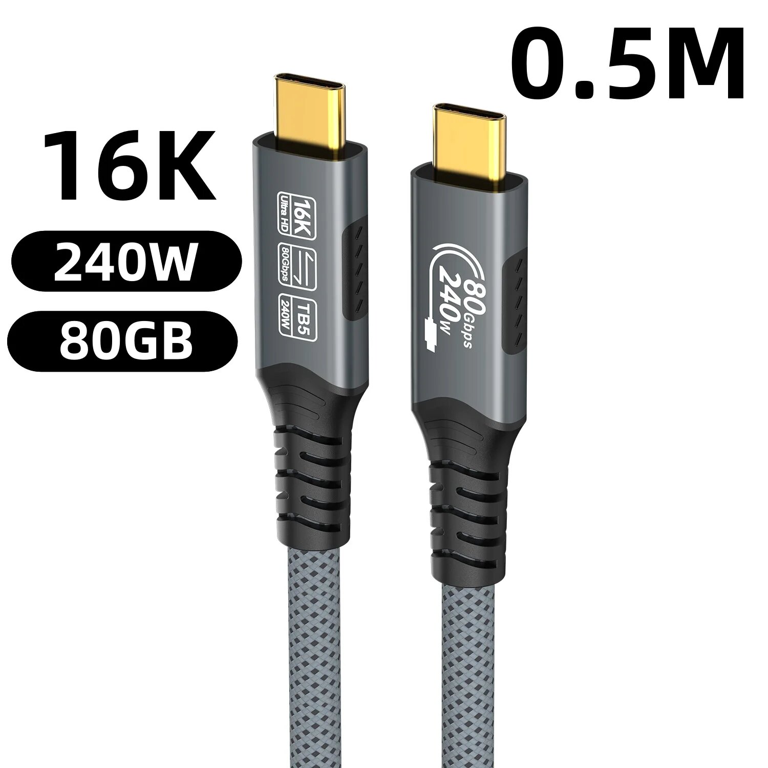 8k USB4 Кабель 40 Гбит/с 240 Вт Тип C Кабель для быстрой зарядки Thunderbolt3 USB C — C Кабель для передачи данных для Thunderbolt 4 iphone 15/16