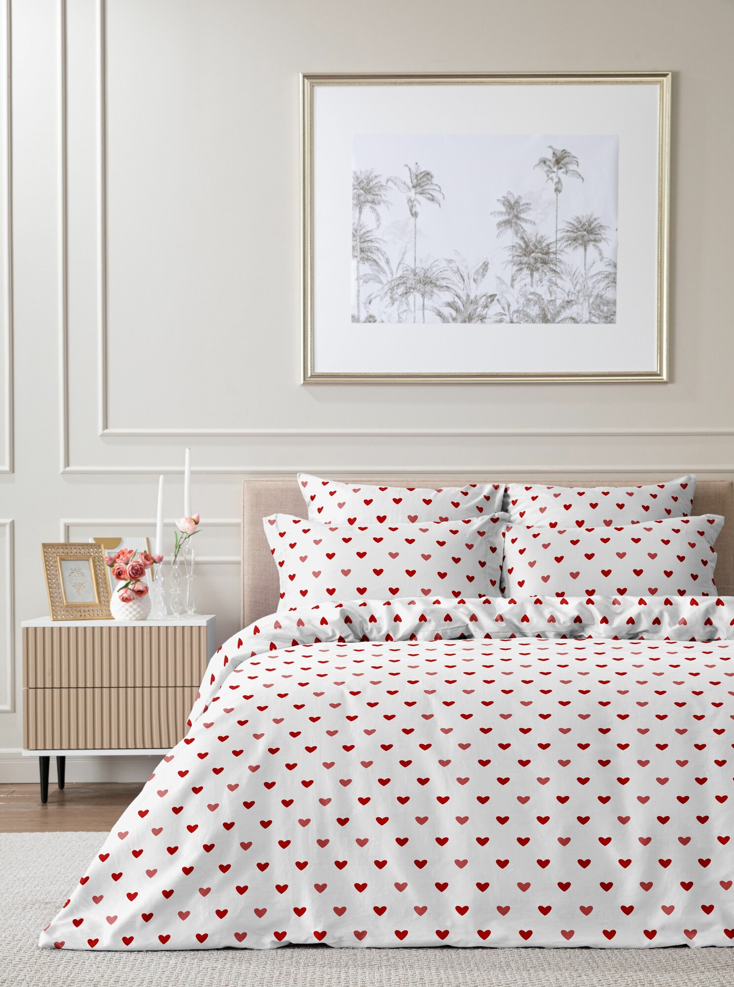 КПБ 1.5 перкаль "Cozy Home" (50х70) рис. 43238-2 Любовь моя (красный)/Amore Mio red