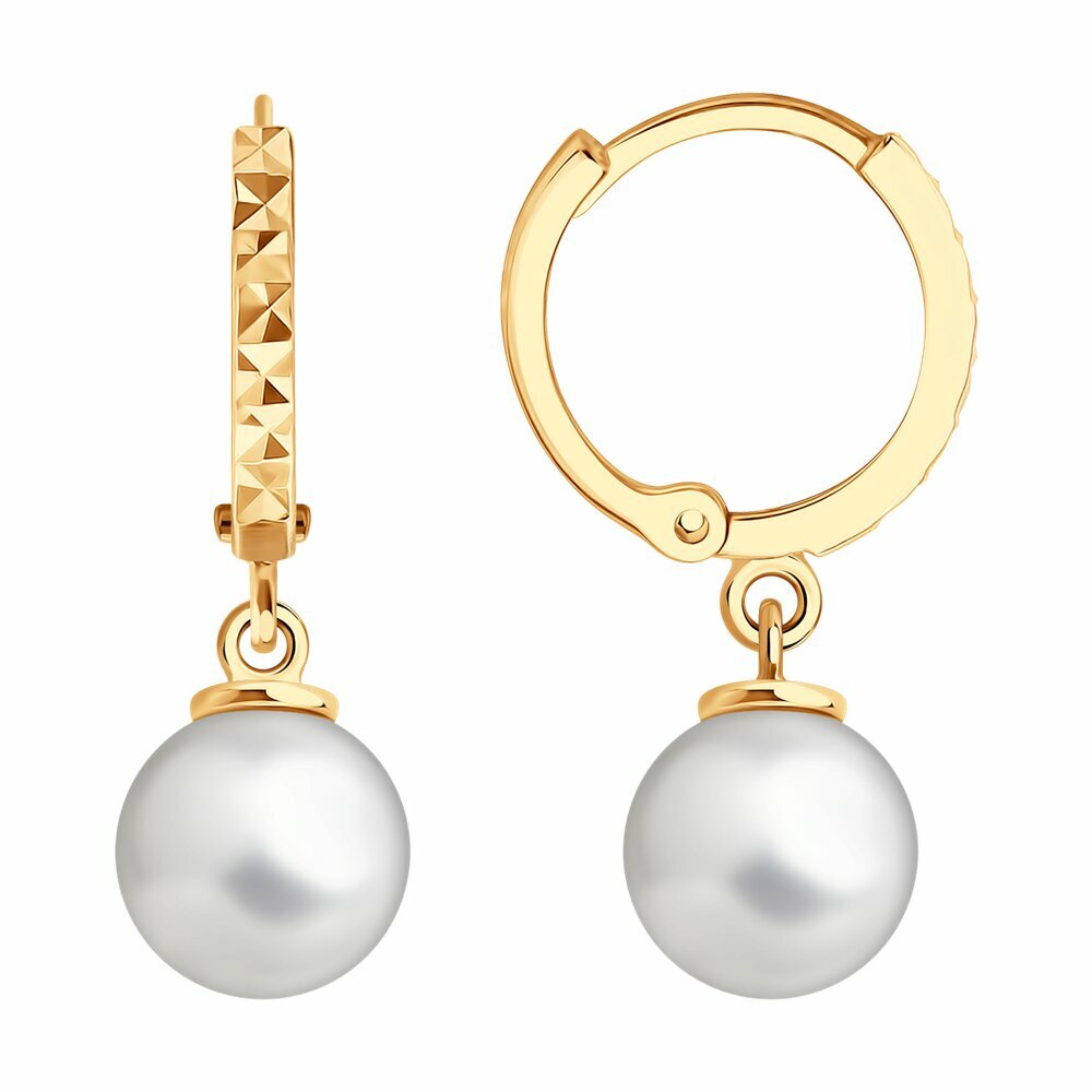 Серьги SOKOLOV, красное золото, 585 проба, жемчуг пресноводный культивированный