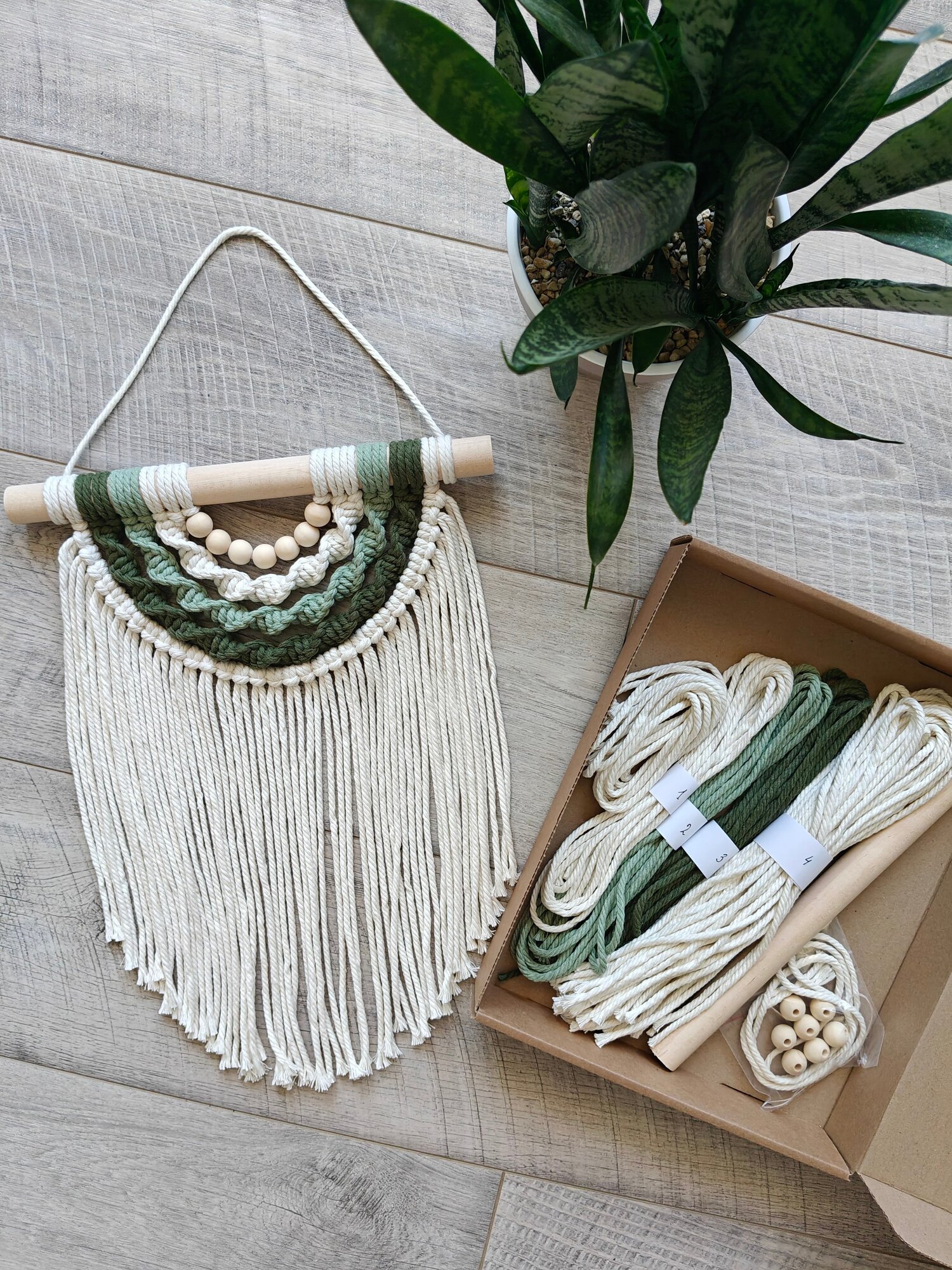 Набор для плетения макраме панно Зелёный