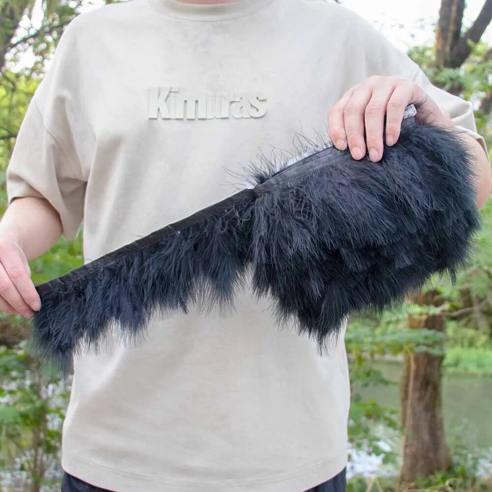 Бахрома из перьев индюка Marabou 8-10 см Черный, 2Meters, black