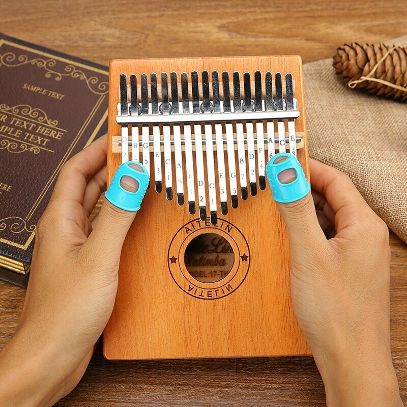 Силиконовые защитные накладки для пальцев гитары-калинги, комплект из 2 шт, размер L, темно-синий цвет для взрослых